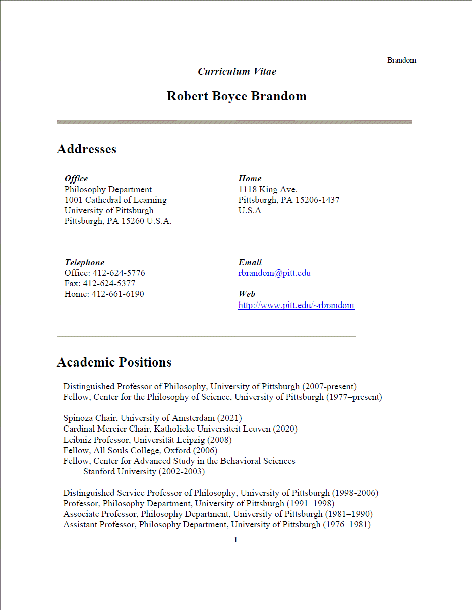 Curriculum Vitae and Publication List